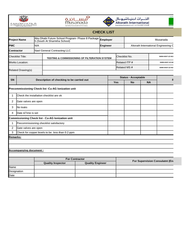 Checklist WaER FILTER Page 2 | PDF