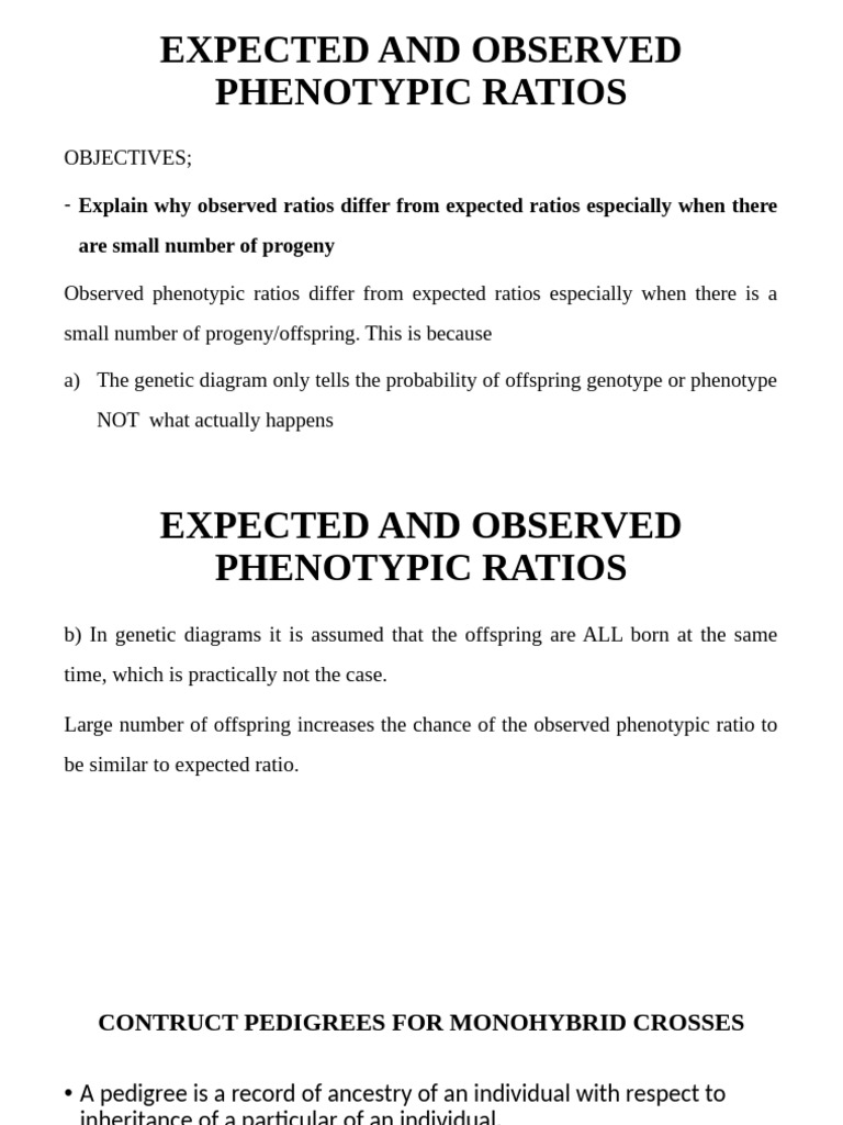 Expected and Observed Phenotypic Ratios | PDF | Dominance (Genetics ...