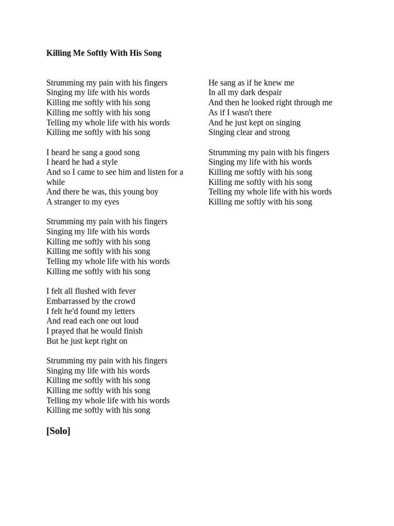 Killing Me Sofly With His Song | PDF