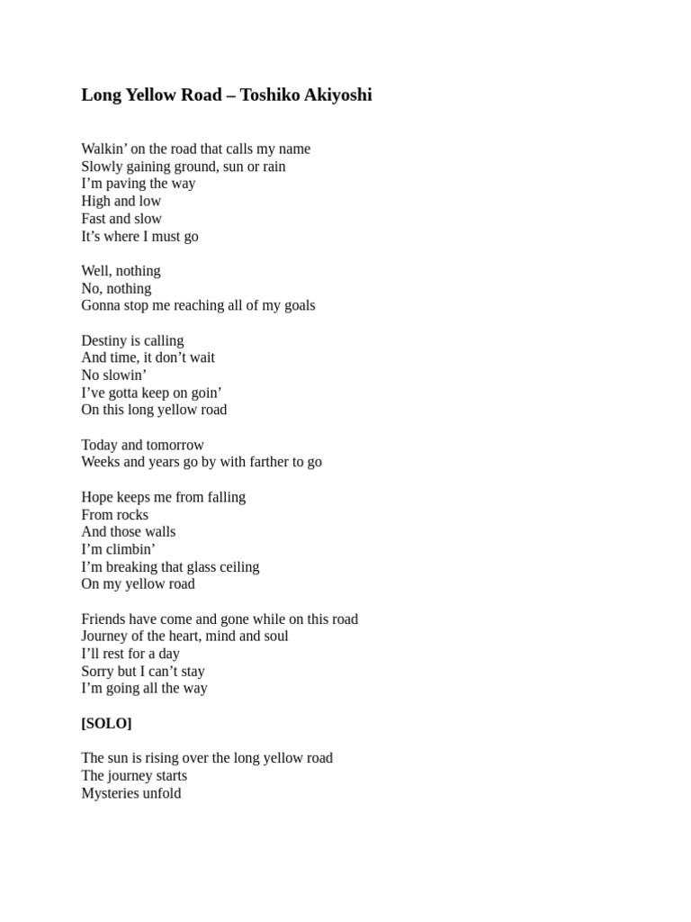 Long Yellow Road | PDF