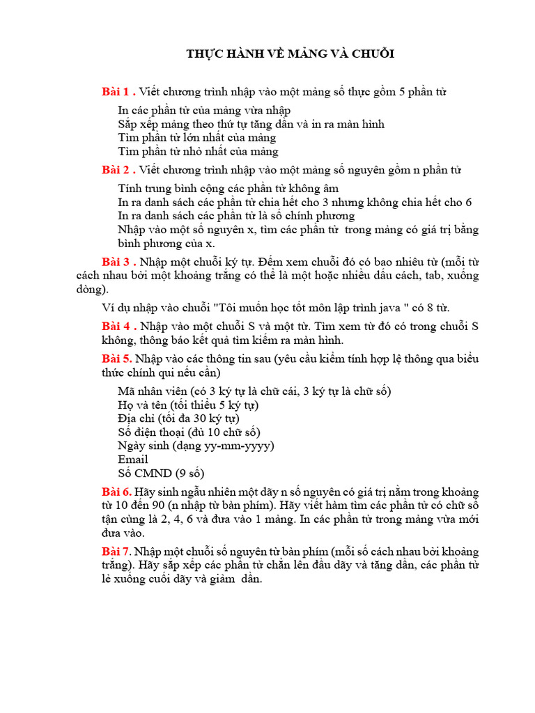 Bai Tap Thuc Hanh Java - Phan 2 | PDF