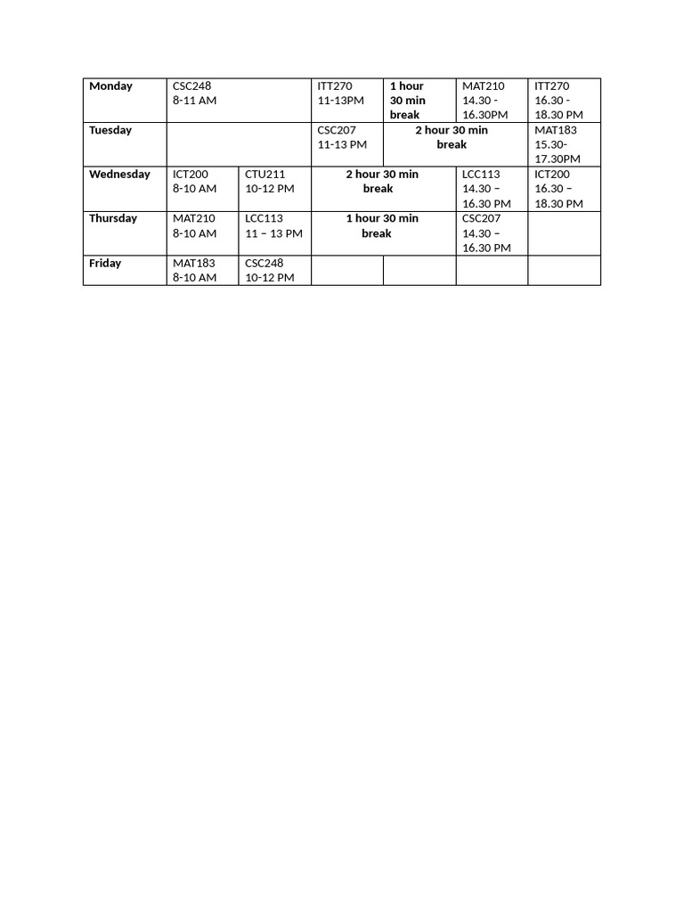 Jadual Sem3 | PDF