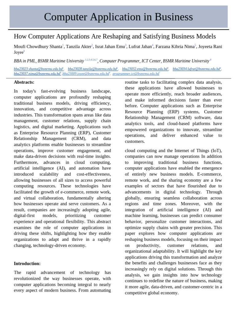 How Computer Applications Are Reshaping and Satisfying Business Models | PDF | Cloud Computing ...