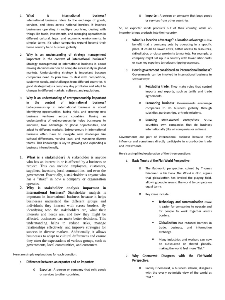Understanding International Business Concepts | PDF | Entrepreneurship ...