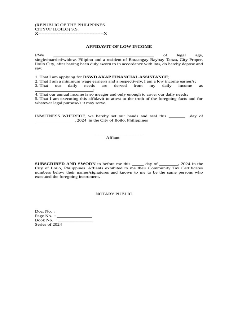 AFFIDavit of Low Income | PDF