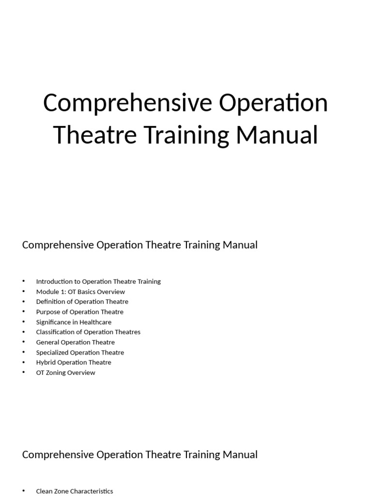 Operation Theatre Training Manual | PDF | Sterilization (Microbiology ...