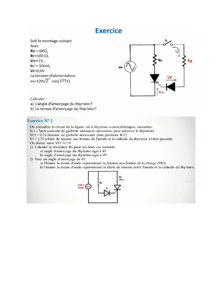 Exercices Thyristor CA | PDF