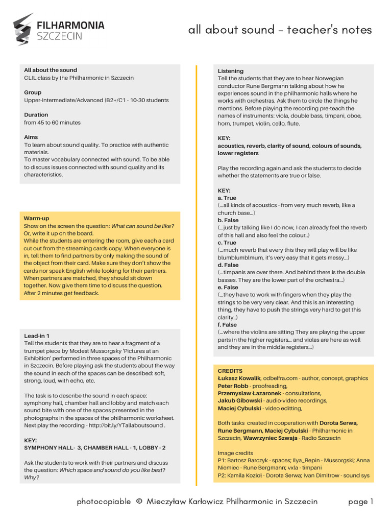 All About Sound - Lesson Plan | PDF | Double Bass | Orchestras