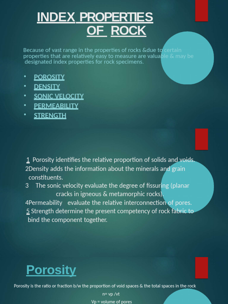 Key Index Properties of Rocks | PDF | Porosity | Rock (Geology)