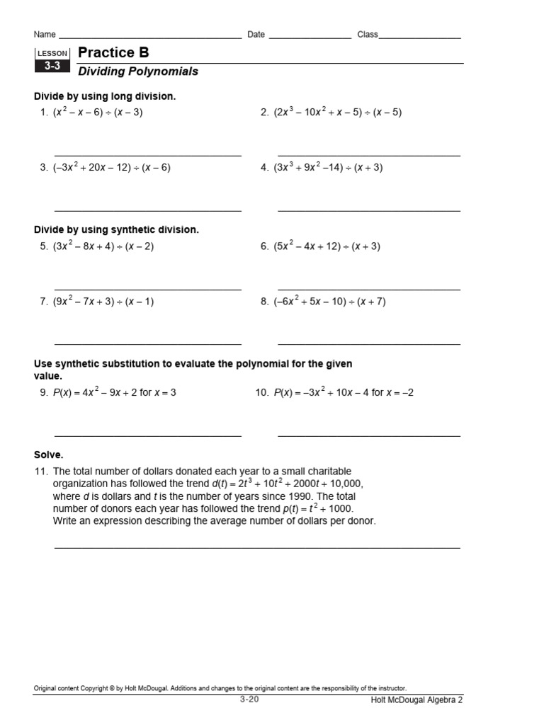 Algebra_2_Dividing_Polynomials | PDF | Polynomial | Algorithms