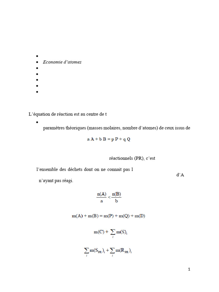 Paramètres clés de la chimie verte | PDF | Masse | Catalyse