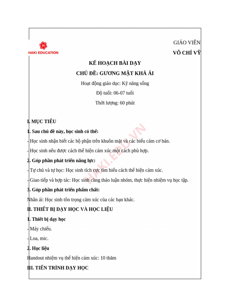 KHBD-GƯƠNG MẶT KHẢ ÁI | PDF