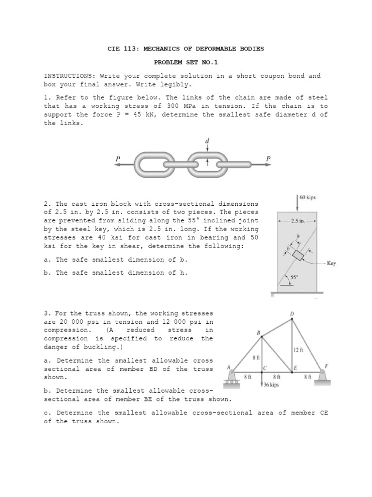 CIE 113 Mechanics Problem Set 1 | PDF