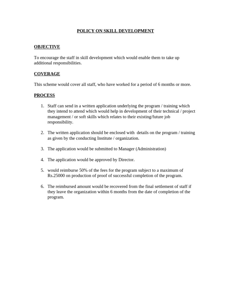 Policy On Skill Development | PDF