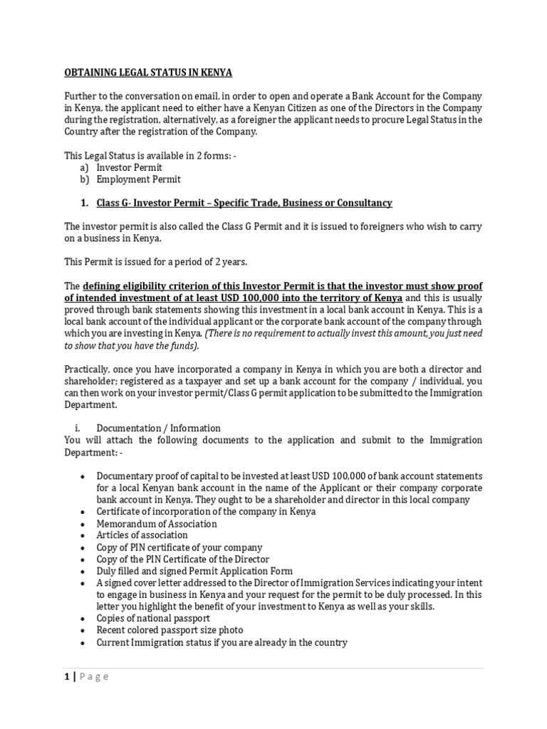 The Process of Obtaining Legal Status in Kenya | PDF | Banks | Kenya