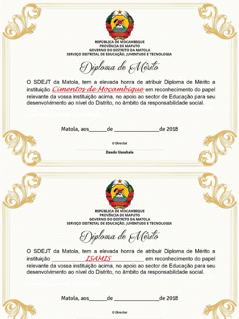 Diploma de Mérito A Parceiros | PDF
