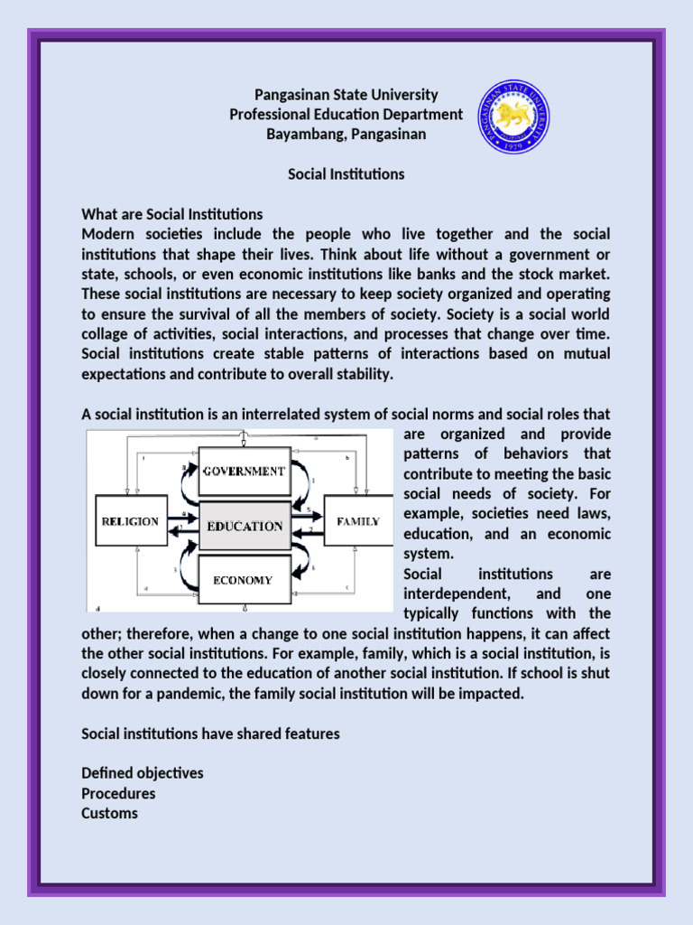 Understanding Social Institutions | PDF | Institution | Government