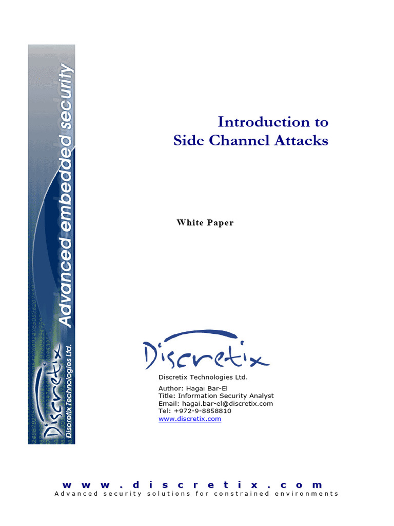 Side Channel and Timing Attack | PDF | Encryption | Cyberwarfare