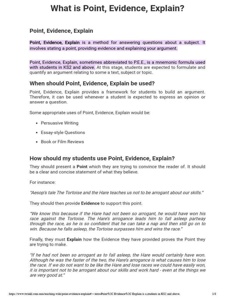 Teaching Point Evidence Explain | PDF | Eclipse | Evidence