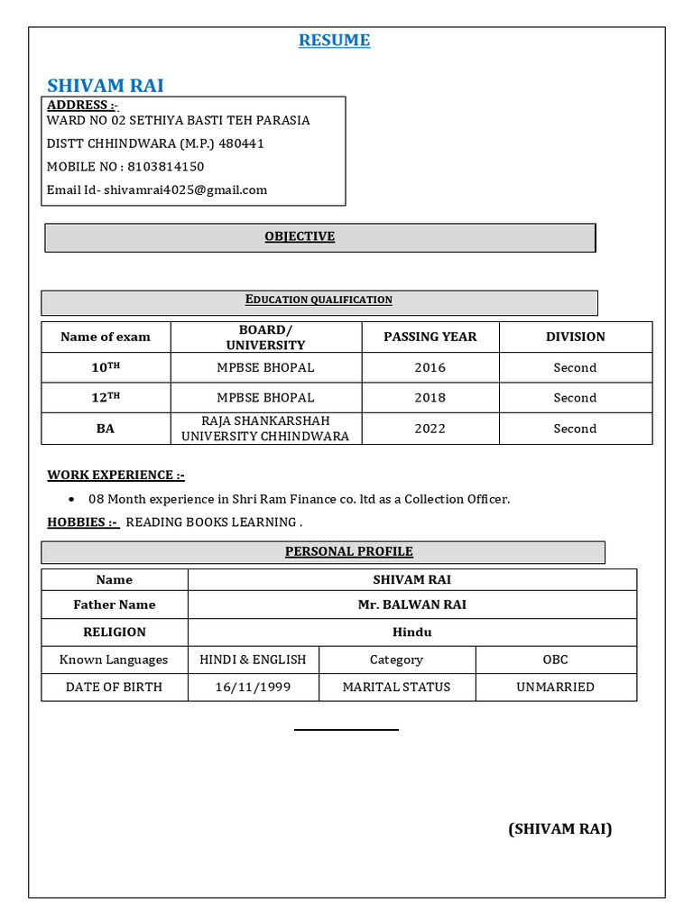 Shivamrai Resume | PDF