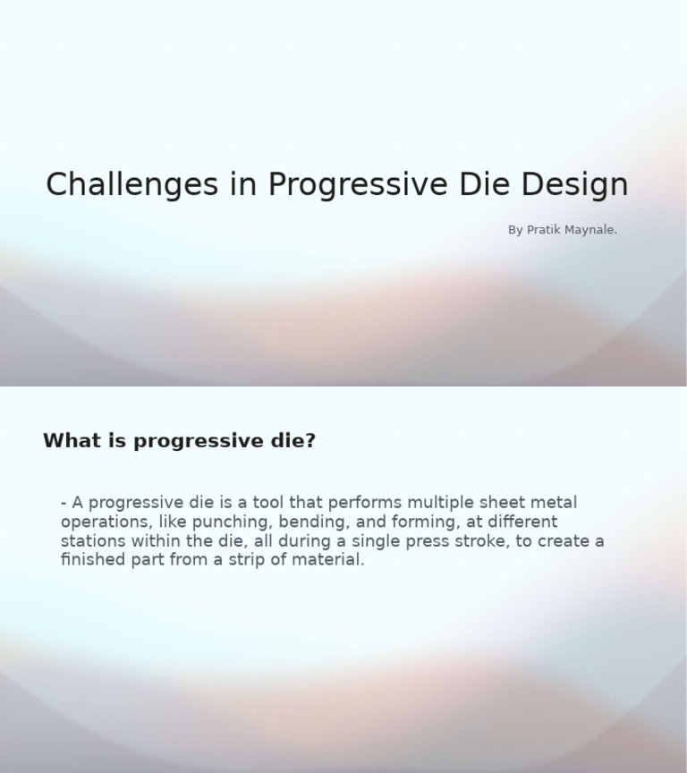 Overview of Progressive Die Design | PDF