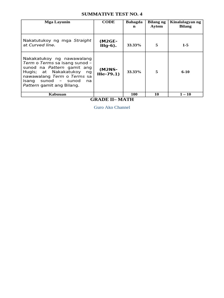 Q3 ST 4 GR.2 Math With Tos | PDF