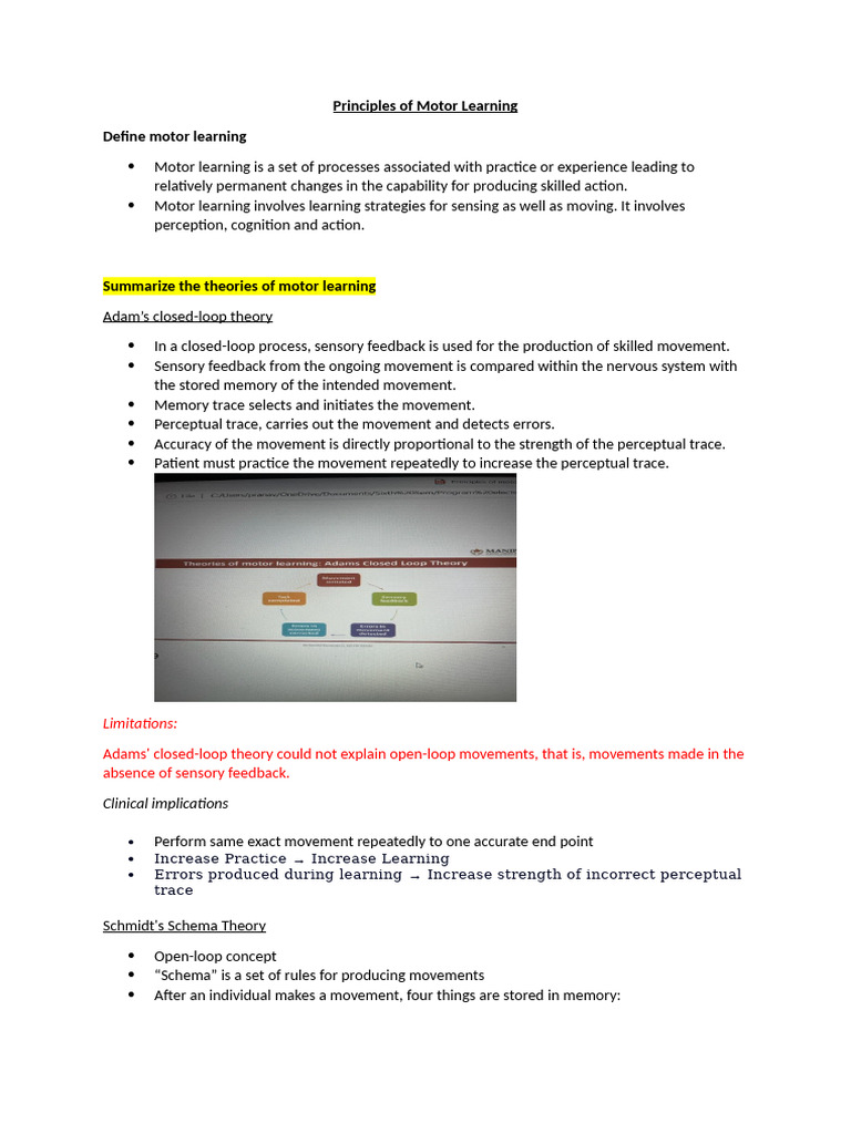 Principles of Motor Learning | PDF | Perception | Mental Processes