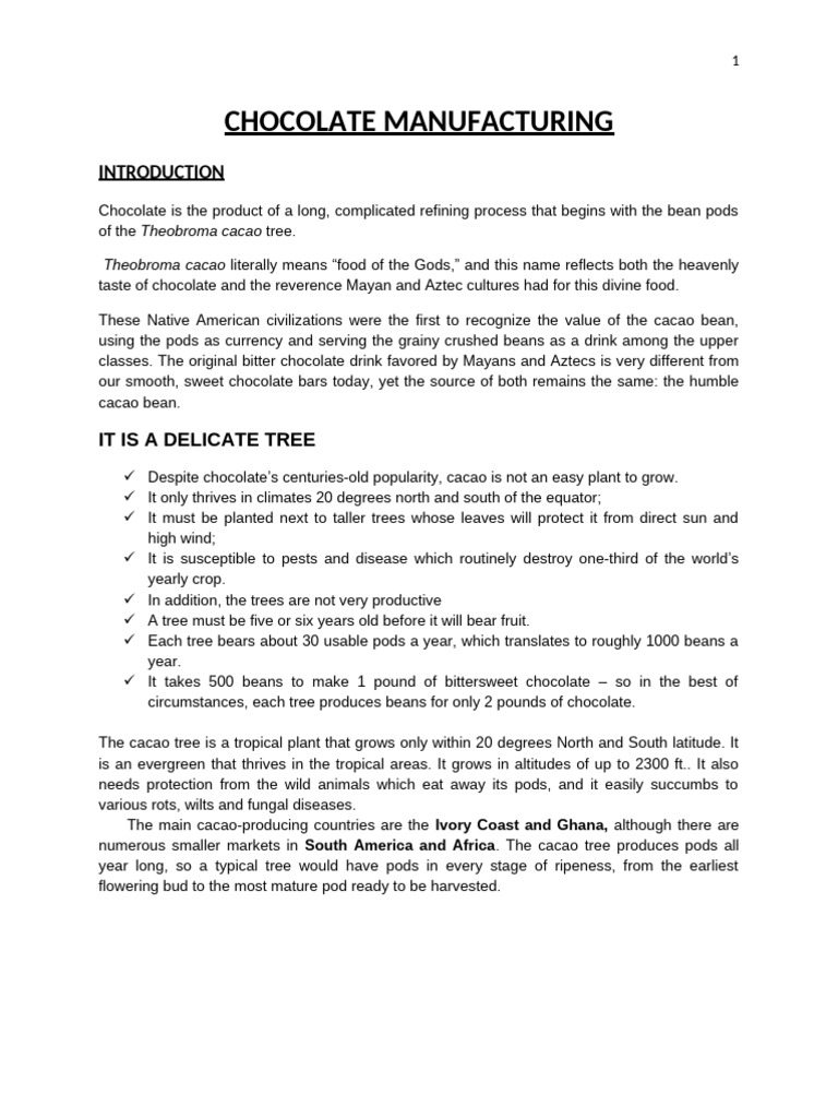 Chocolate Manufacturing Process Explained | PDF | Chocolate | Cocoa Bean