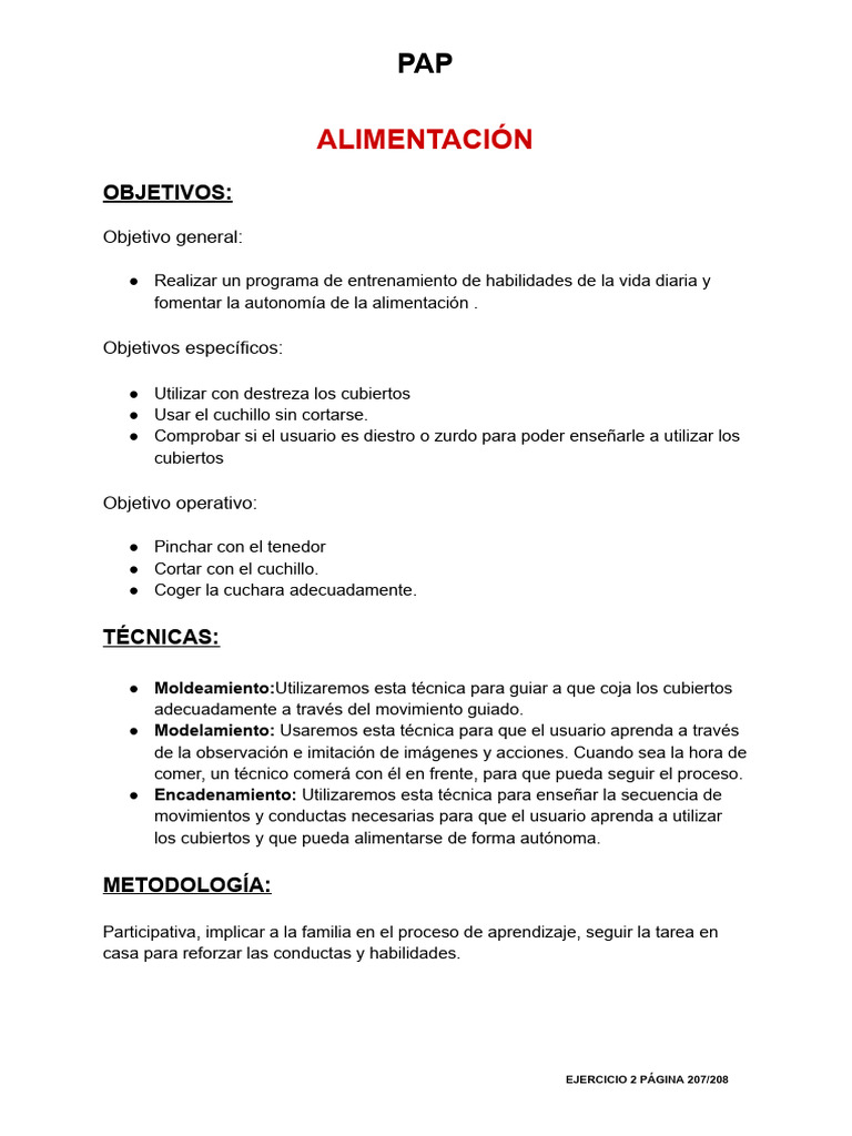 Pap Programa Alimentación | PDF