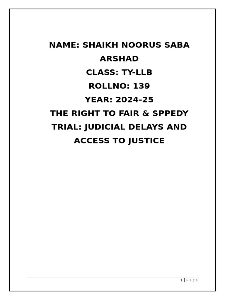 Judicial Delays and Access to Justice | PDF | Supreme Court Of The ...
