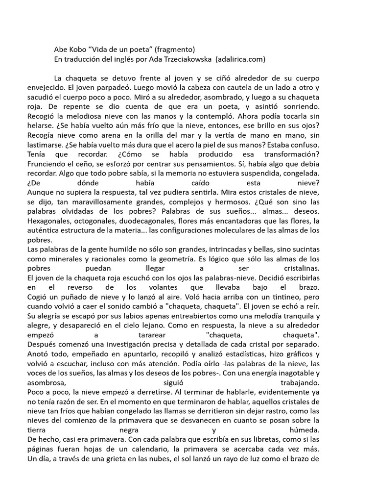Abe Kobo - Vida de Un Poeta | PDF | Nieve