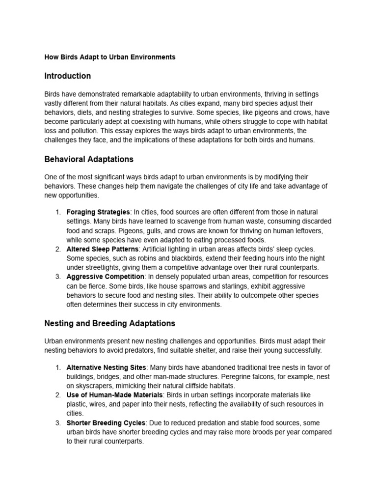 How Birds Adapt To Urban Environments | PDF | Birds | Conservation Biology