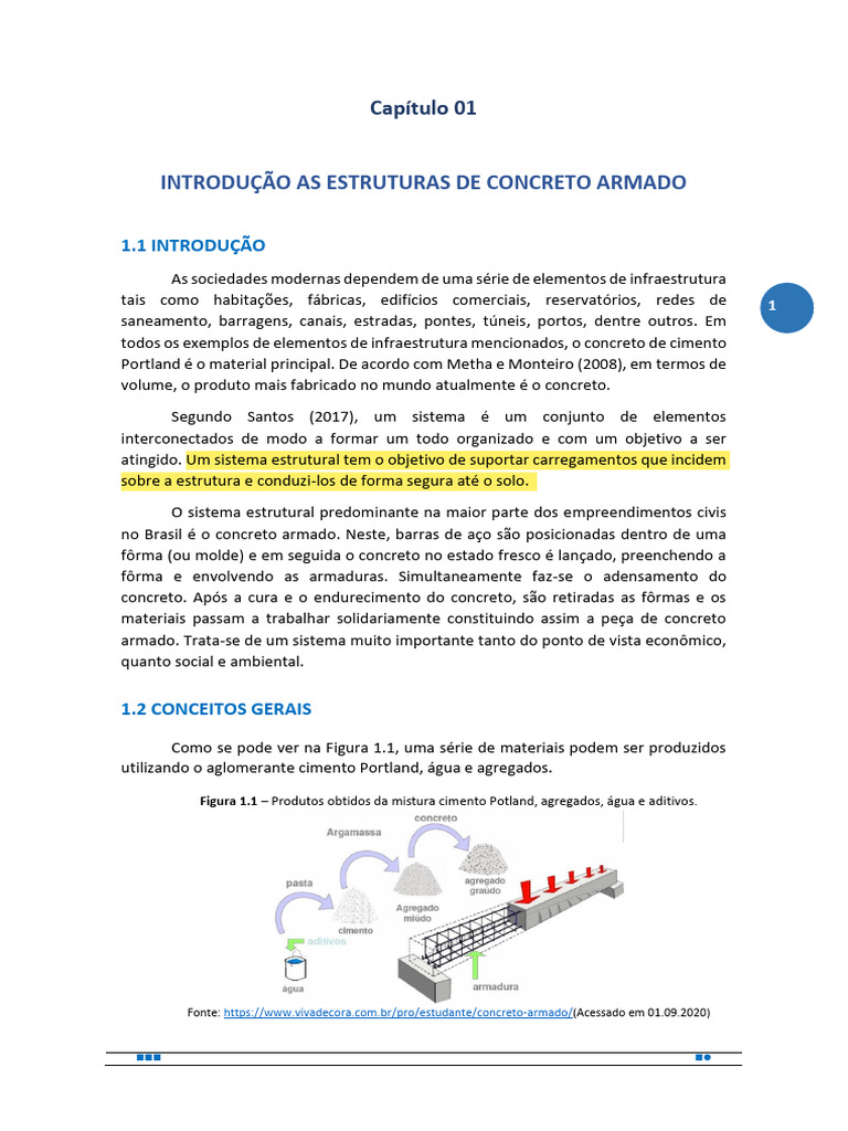 Estruturas de Concreto Armado: Introdução | PDF | Concreto | Cimento