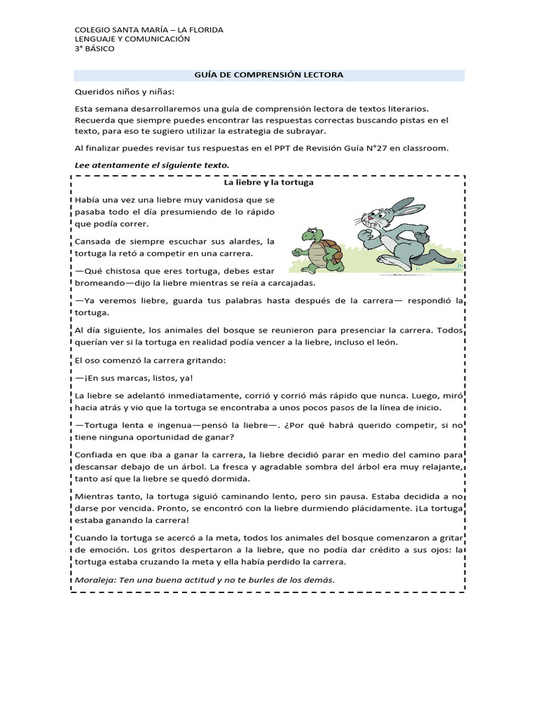 Guia de Comprension Lectora | PDF