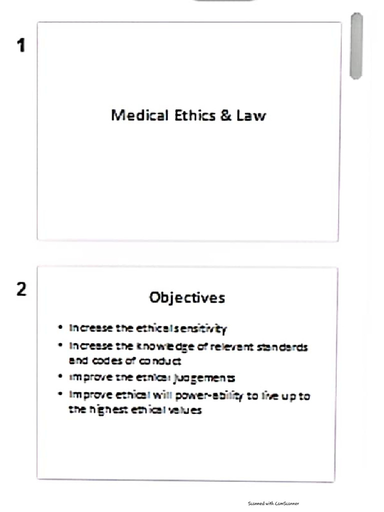 MEDICAL ETHICS AND LAW -Lecture 1 | PDF