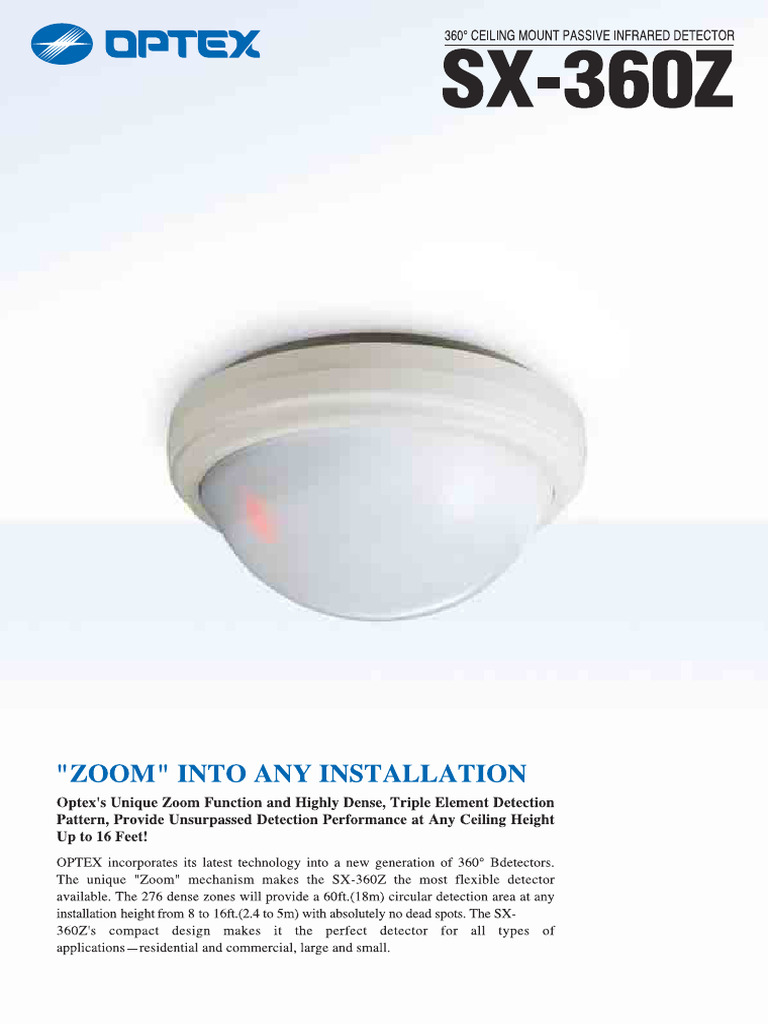 SX-360Z Ceiling Mount Detector | PDF | Optics | Optical Devices