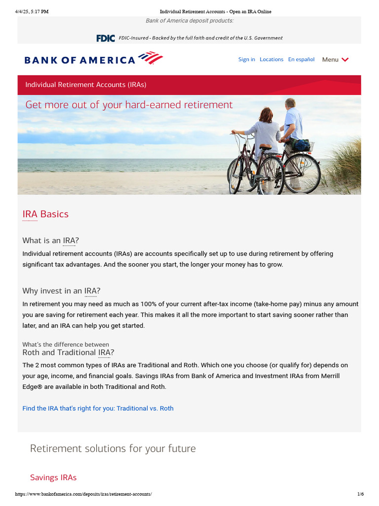 Open an IRA Online with Bank of America | PDF | Cost Of Living ...