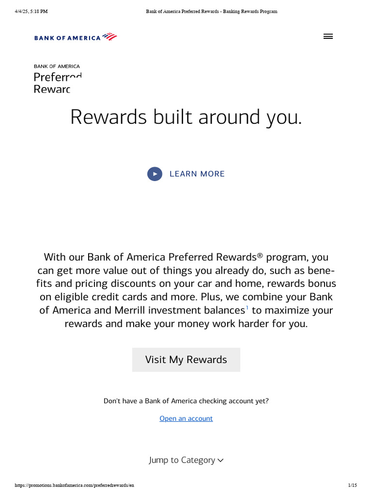 Bank of America Preferred Rewards - Banking Rewards Program | PDF ...