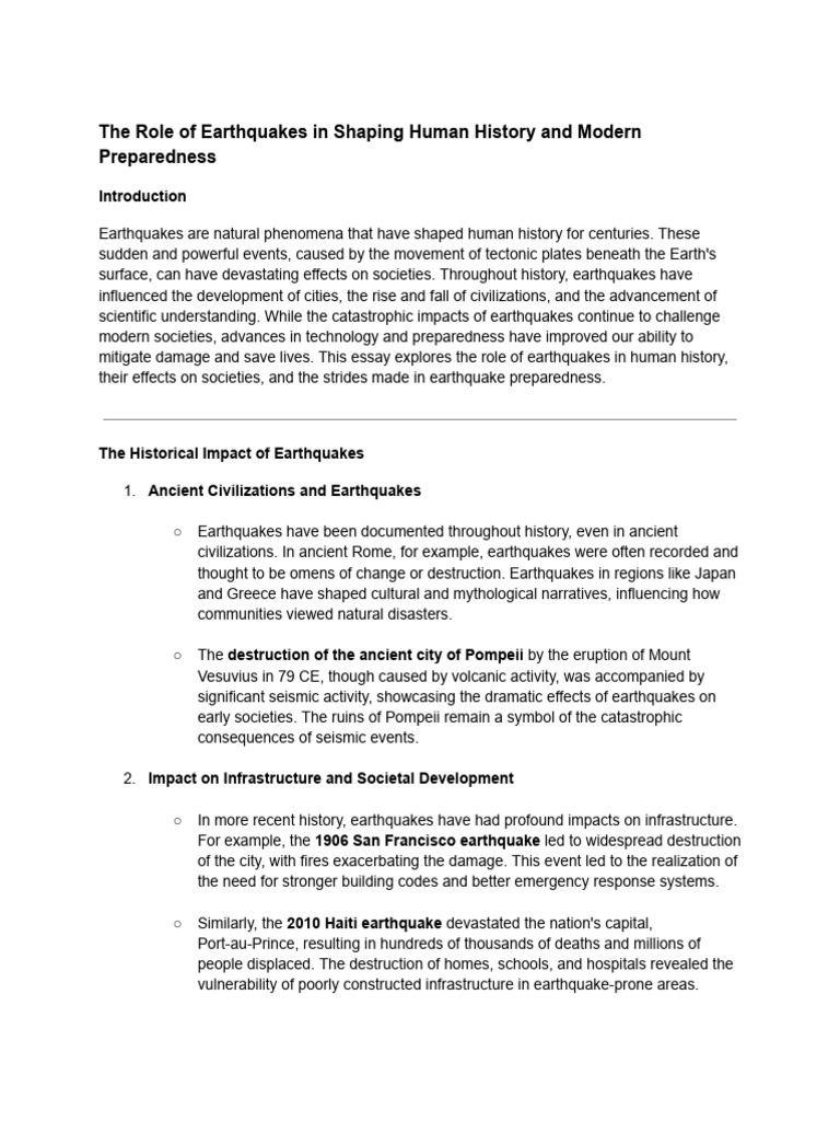 Earthquakes: History and Preparedness Insights | PDF | Earthquakes ...