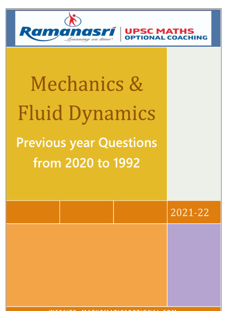 Mechanics and Fluid Dynamics Pyq 1992 To 2020 | PDF