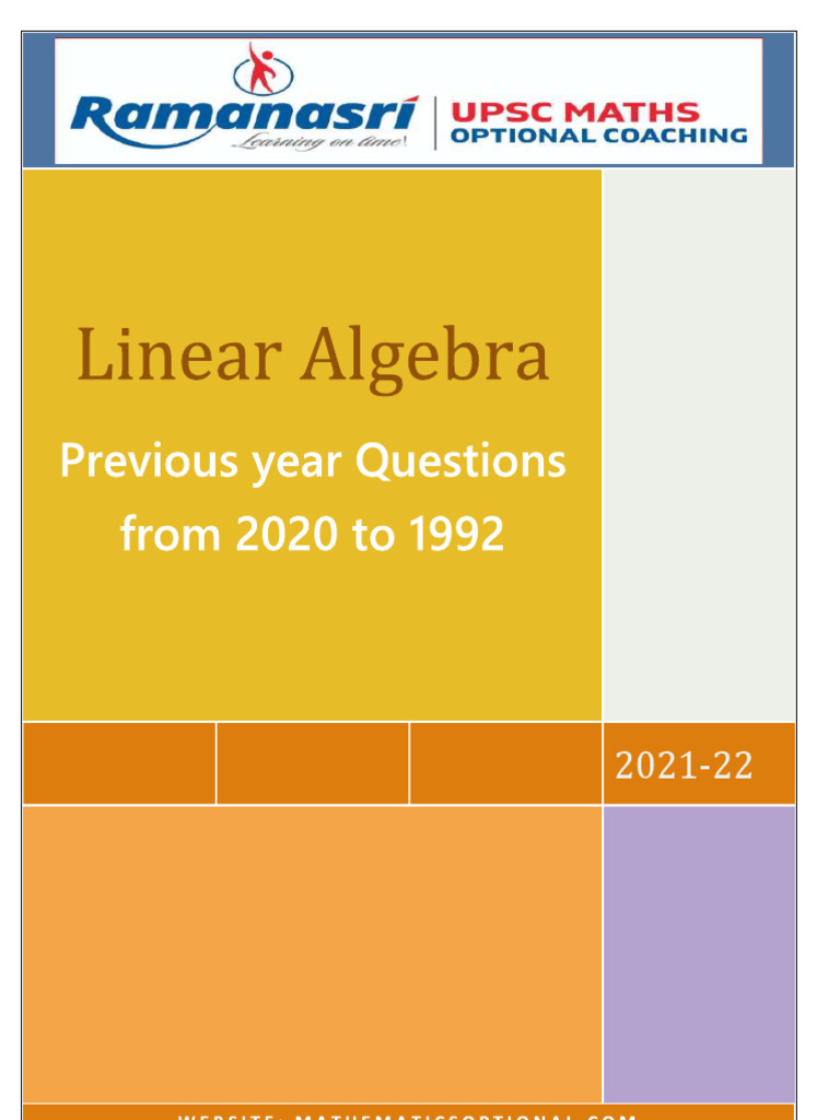 Linear Algebra Pyq Upsc 1992 To 2020 | PDF