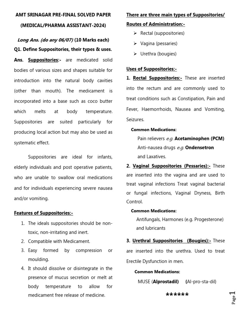 Medial Assistant Pharma pre Final Solve paper_035004 | PDF | Medical Prescription | Coagulation