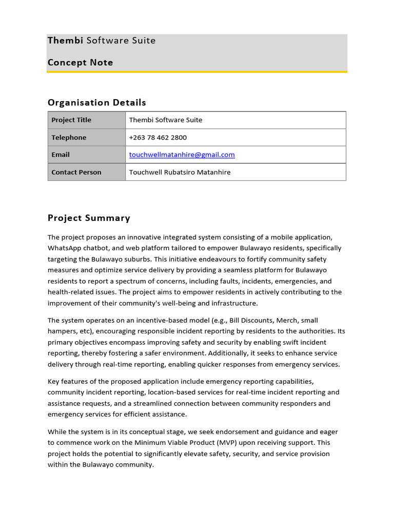 Thembi Software Concept Note | PDF | Software Development Process ...