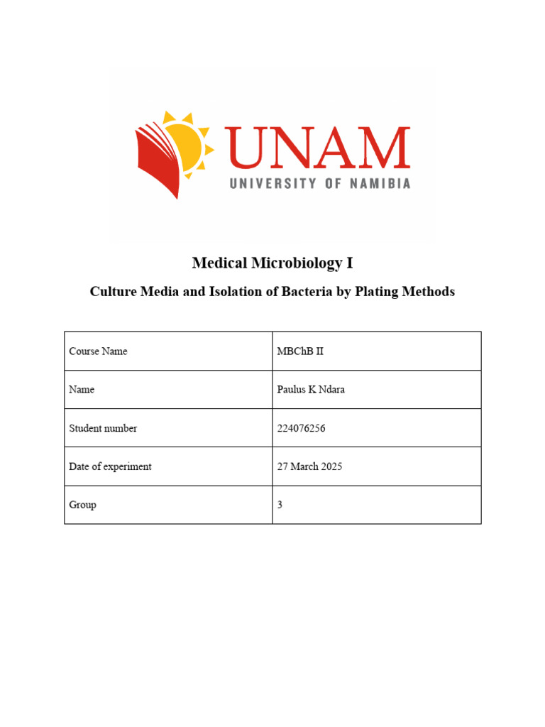 Medical Microbiology I Practical 3 Pdf Bacteria Growth Medium