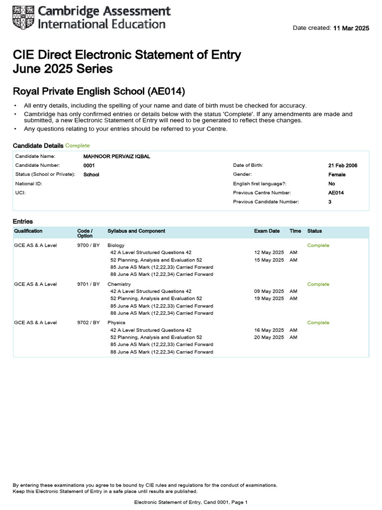 AE014 19822 Candidate Report (13) | PDF | Standardized Tests ...