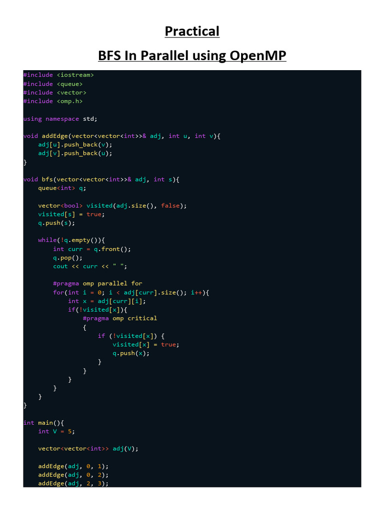 Practical Bfs in Parallel Using Openmp | PDF