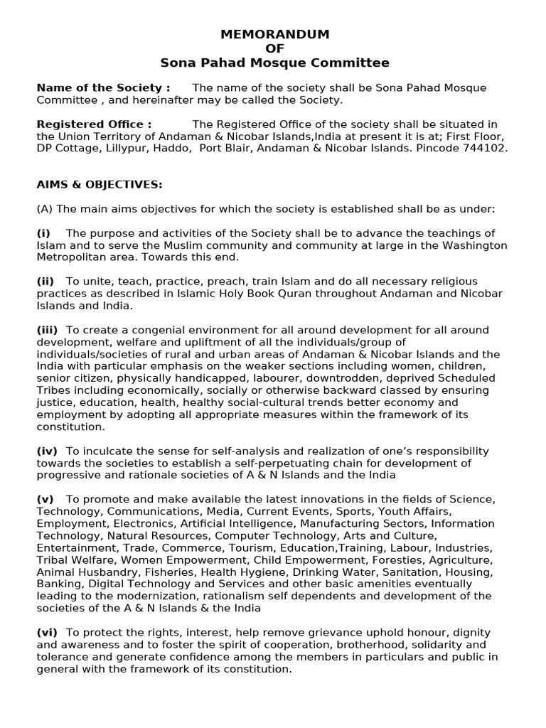 Sona Pahad Mosque Bye Laws | PDF