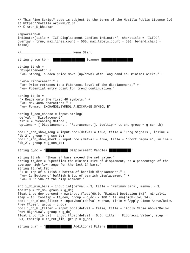 (Indicator) ICT Displacement Candles | PDF | Computer Programming