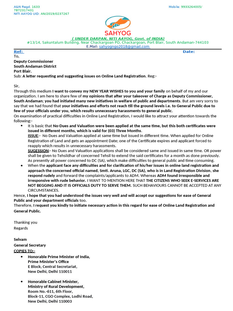 Online Land Registration Issues in Andaman | PDF | Government