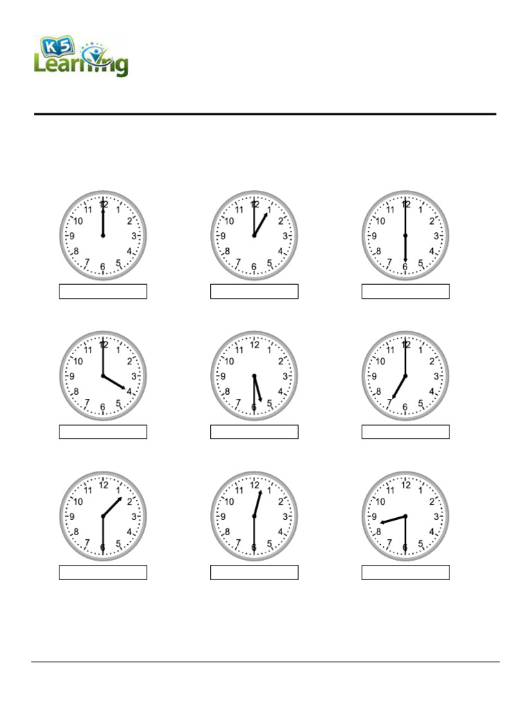 Grade 2 Half Hour Time Worksheet | PDF